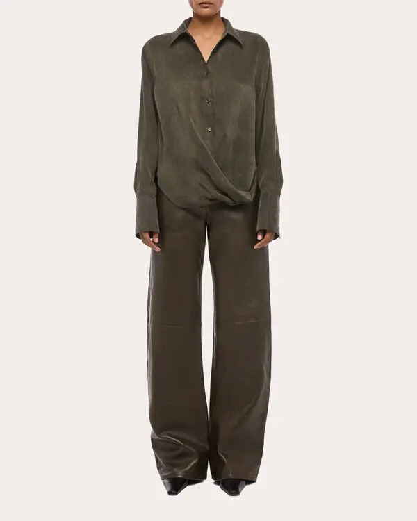 Helmut Lang Fluid Microsuede Drape Shirt