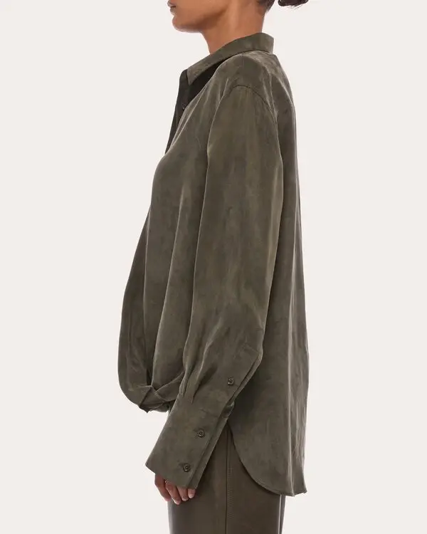 Helmut Lang Fluid Microsuede Drape Shirt