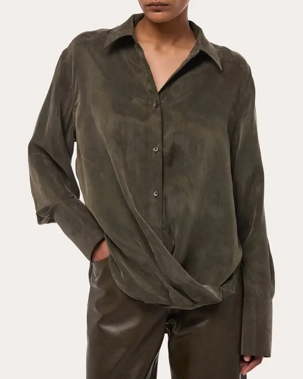 Helmut Lang Fluid Microsuede Drape Shirt