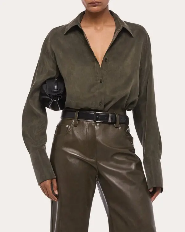Helmut Lang Fluid Microsuede Drape Shirt