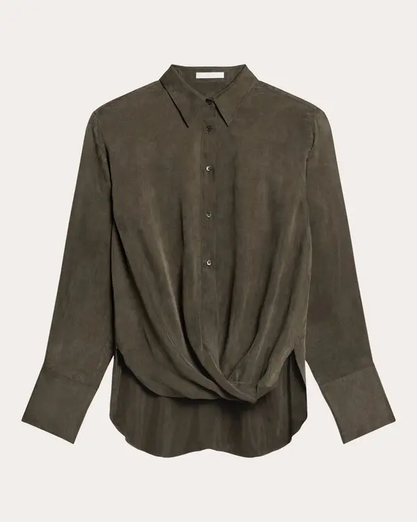 Helmut Lang Fluid Microsuede Drape Shirt