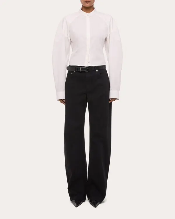 Helmut Lang Cotton Poplin Cropped Saddle Shirt