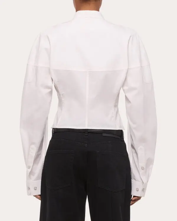 Helmut Lang Cotton Poplin Cropped Saddle Shirt