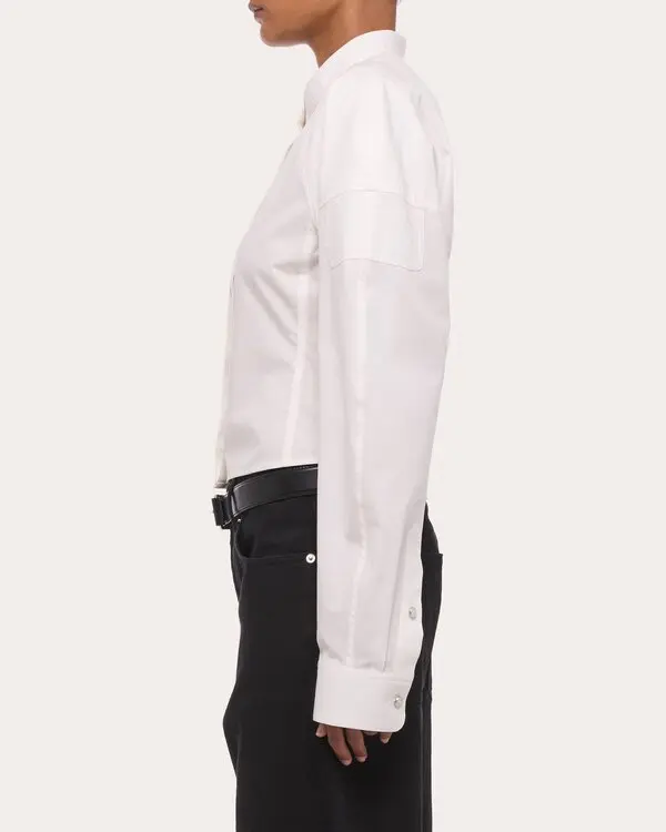 Helmut Lang Cotton Poplin Cropped Saddle Shirt
