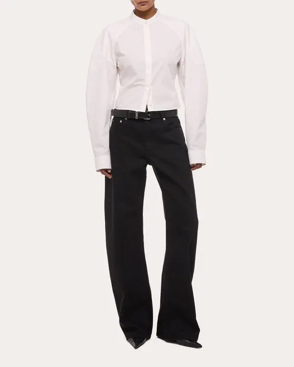 Helmut Lang Cotton Poplin Cropped Saddle Shirt