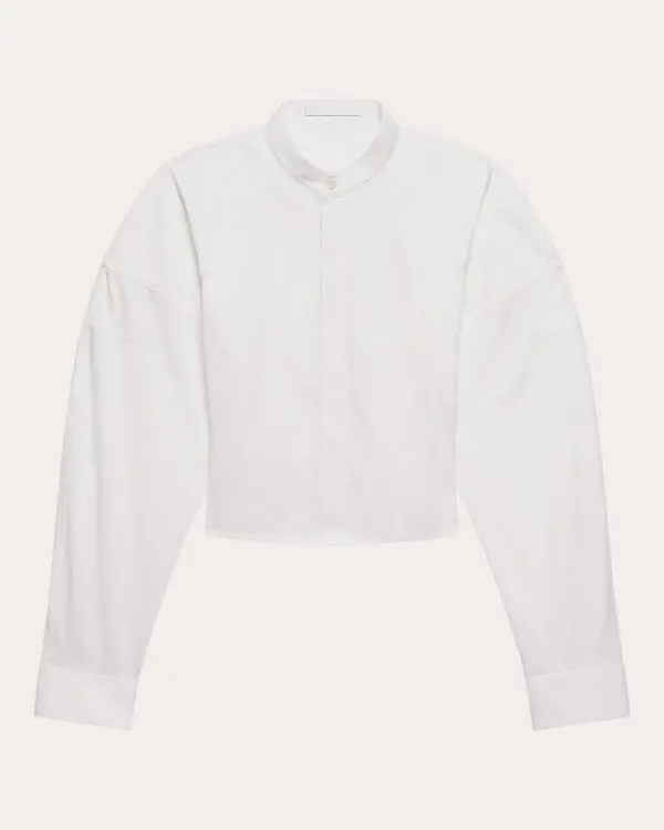 Helmut Lang Cotton Poplin Cropped Saddle Shirt