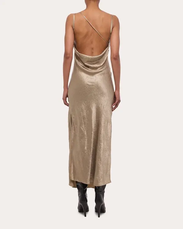 Helmut Lang Crinkled Asymmetric Slip Dress - Neutral