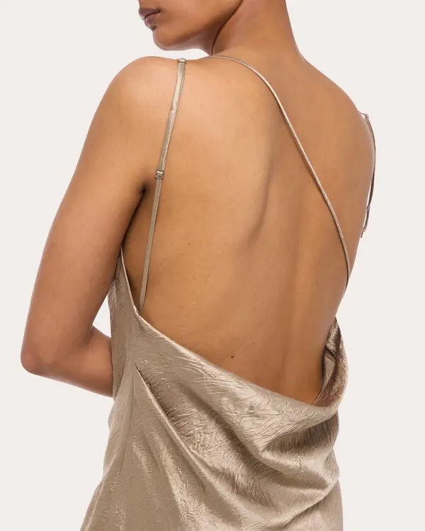 Helmut Lang Crinkled Asymmetric Slip Dress - Neutral