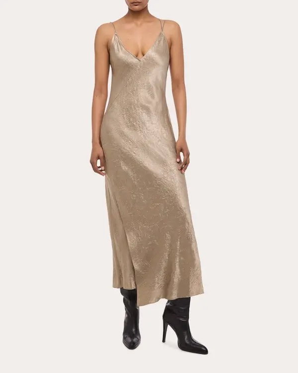 Helmut Lang Crinkled Asymmetric Slip Dress - Neutral