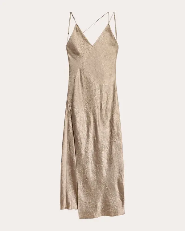 Helmut Lang Crinkled Asymmetric Slip Dress - Neutral