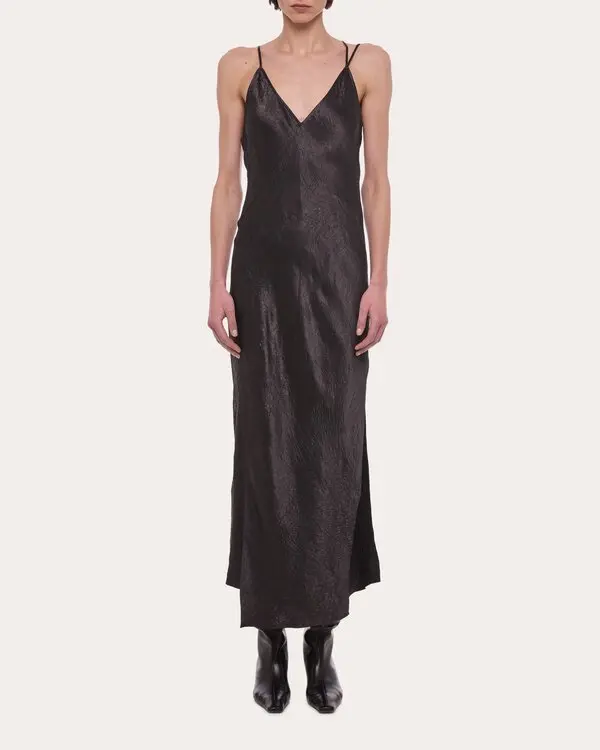 Helmut Lang Crinkled Asymmetric Slip Dress - Grey