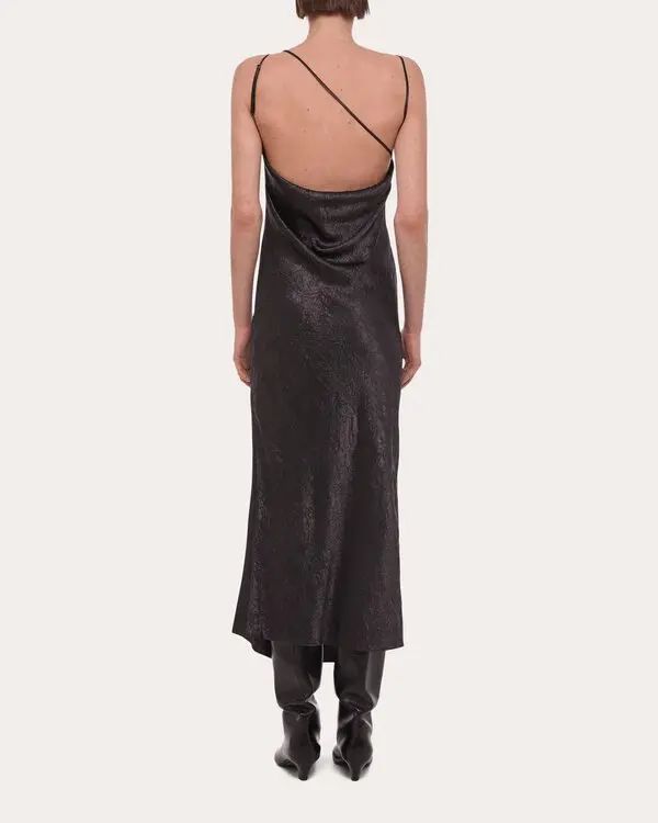 Helmut Lang Crinkled Asymmetric Slip Dress - Grey