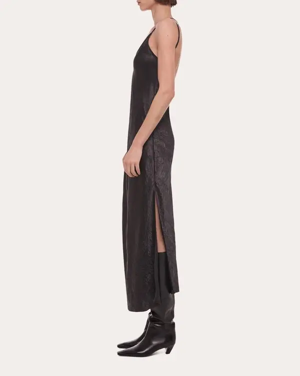 Helmut Lang Crinkled Asymmetric Slip Dress - Grey