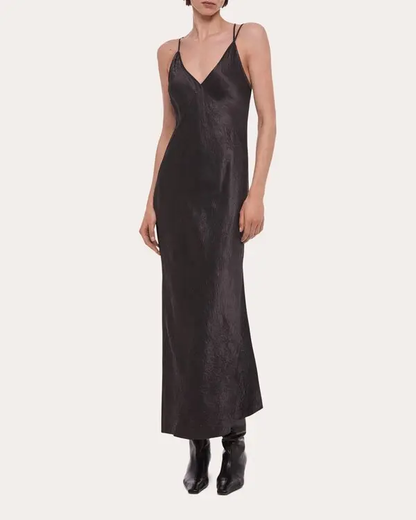 Helmut Lang Crinkled Asymmetric Slip Dress - Grey