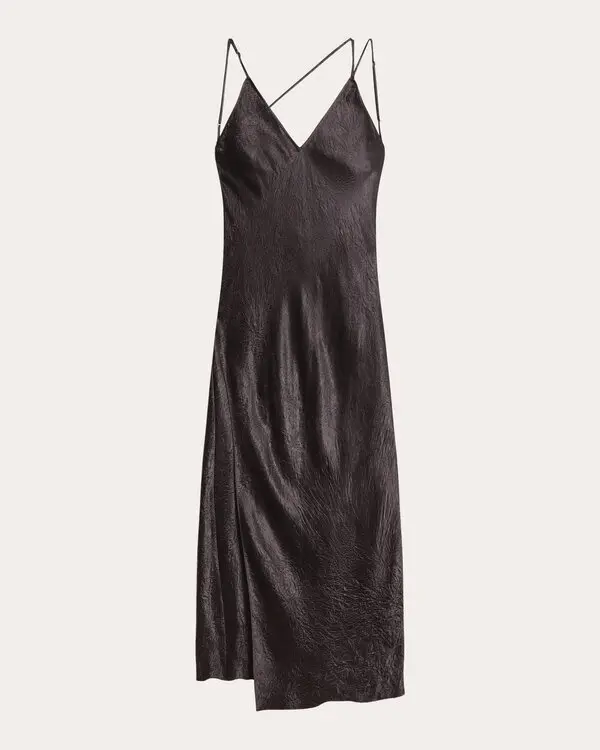 Helmut Lang Crinkled Asymmetric Slip Dress - Grey