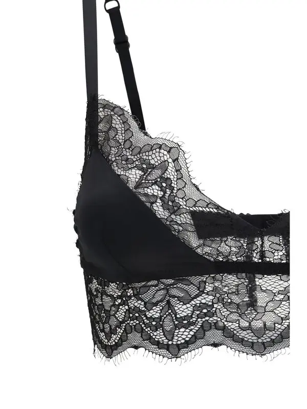 Dolce & Gabbana Satin Soft-cup Bralette Bra With Lace