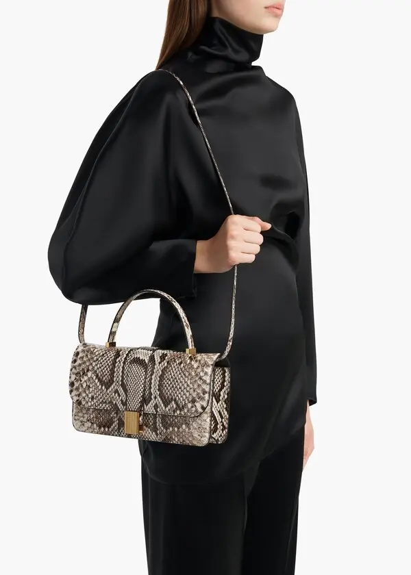 Khaite Blake Top Handle Bag In Python - Natural