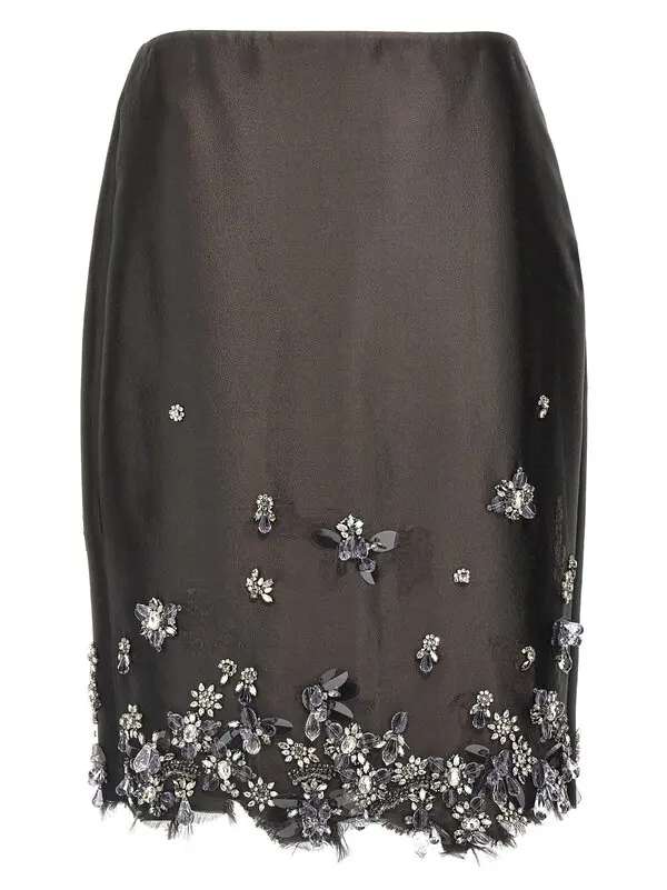 Prada Silk And Wool Blend Jewel Skirt