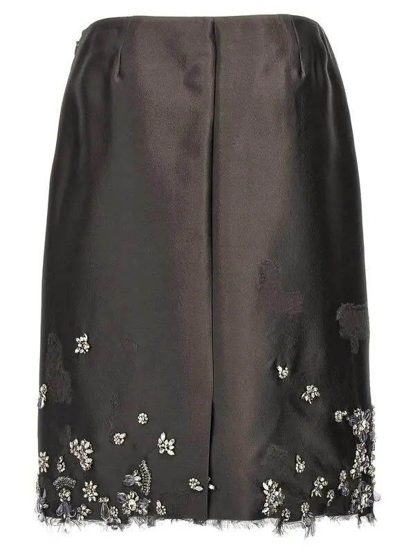 Prada Silk And Wool Blend Jewel Skirt