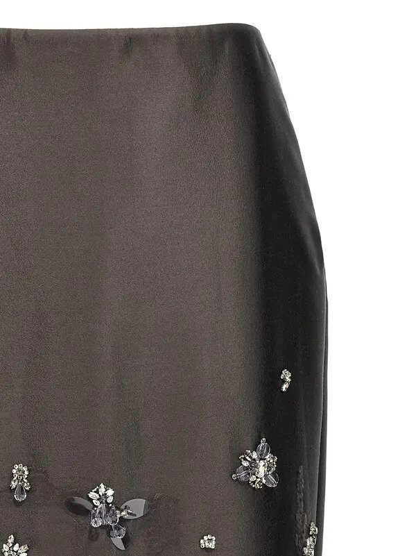 Prada Silk And Wool Blend Jewel Skirt
