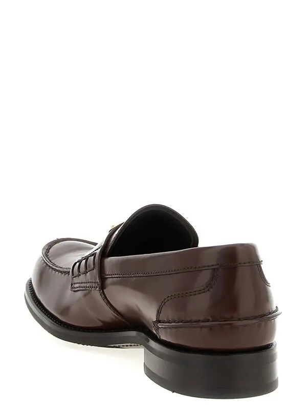 Prada Brushed Leather Logo Loafers