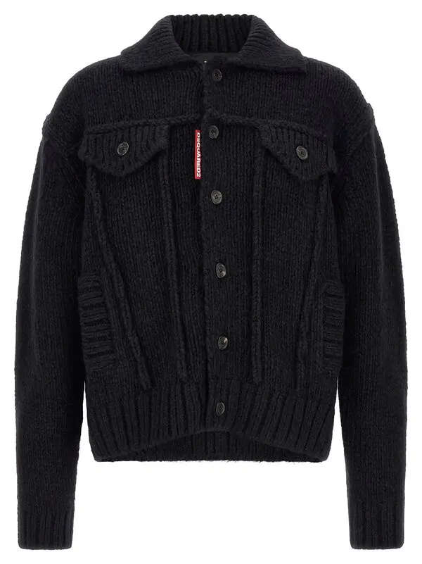 Dsquared2 Logo Patch Cardigan - Blue