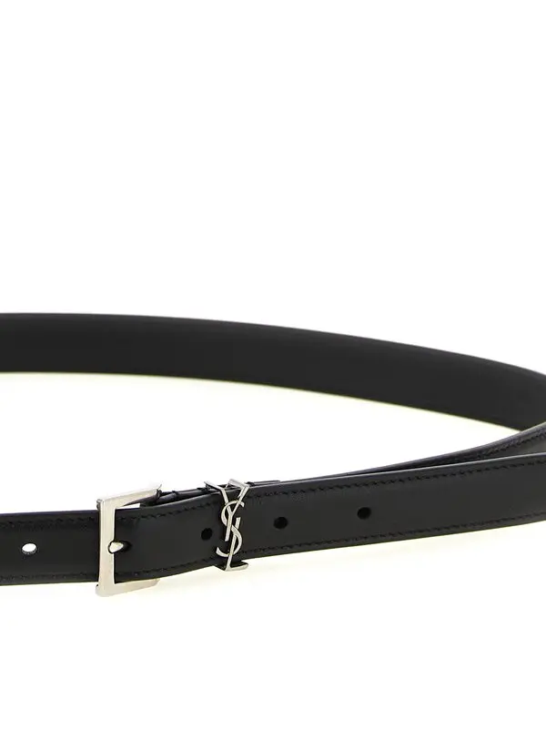 Saint Laurent Cassandre Leather Belt