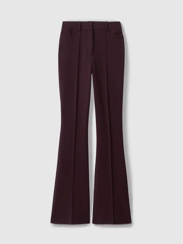REISS Gabi Petite Flared Suit Trousers - Berry
