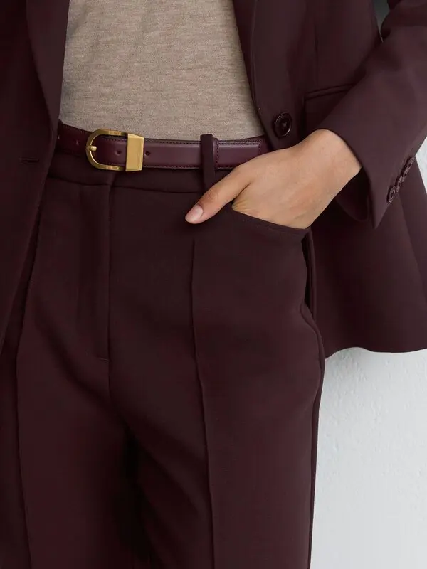 REISS Gabi Petite Flared Suit Trousers - Berry