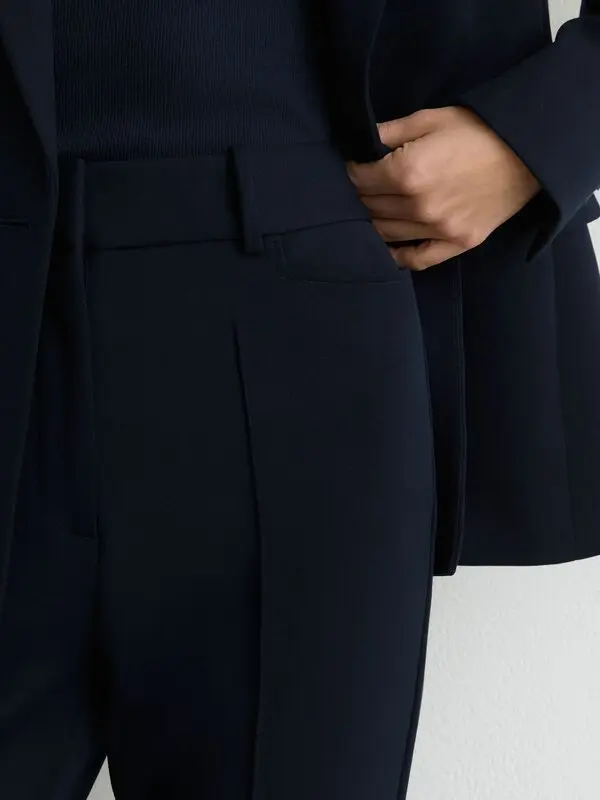 REISS Gabi Petite Flared Suit Trousers - Navy
