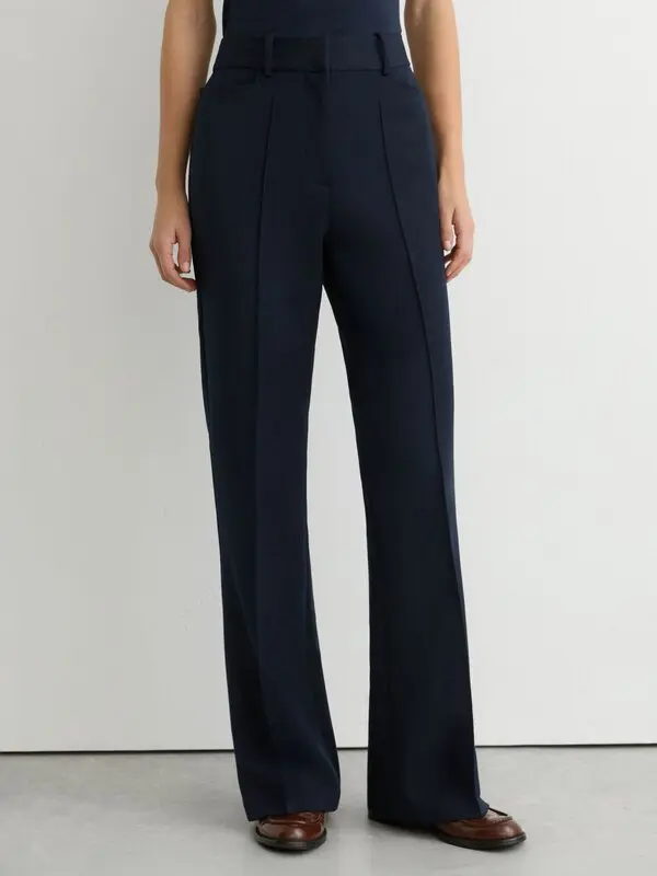 REISS Gabi Petite Flared Suit Trousers - Navy