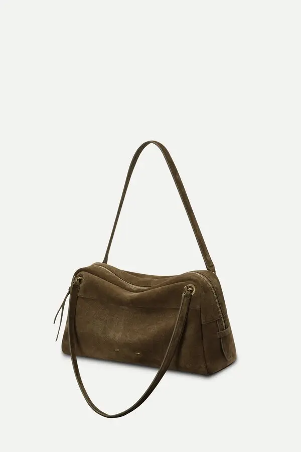 Fabrique Marais Soft Boston Suede Bag - Green