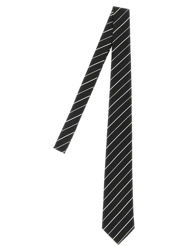 Saint Laurent Striped Tie - Black