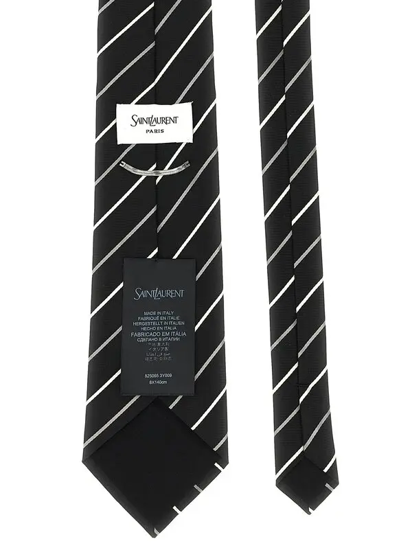 Saint Laurent Striped Tie - Black