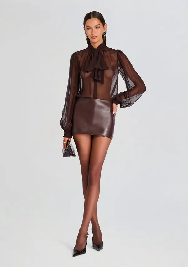 Retrofete Hasli Silk Chiffon Top - Mahogany