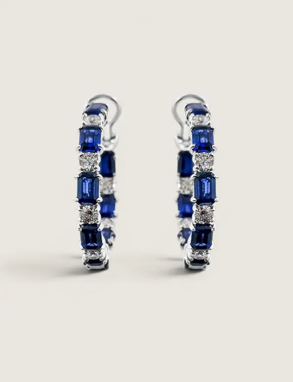 FANTASIA BY DESERIO Eternal Duet Sapphire Hoop Earrings