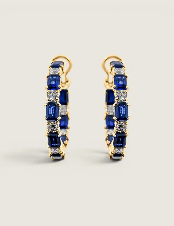 FANTASIA BY DESERIO Eternal Duet Sapphire Hoop Earrings