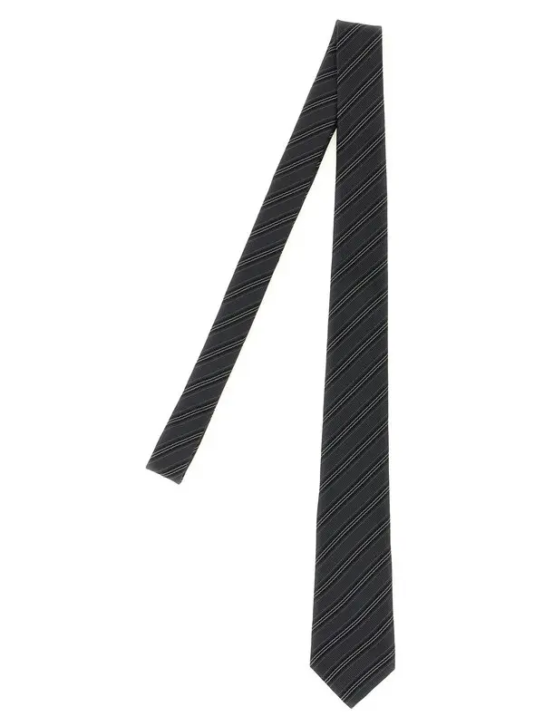 Saint Laurent Striped Tie - Gray