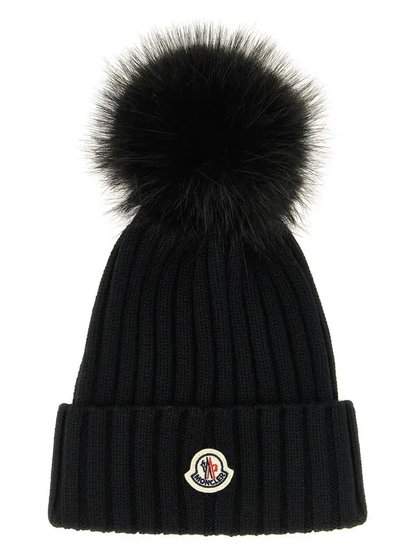 Moncler Pompon Wool Beanie - Black