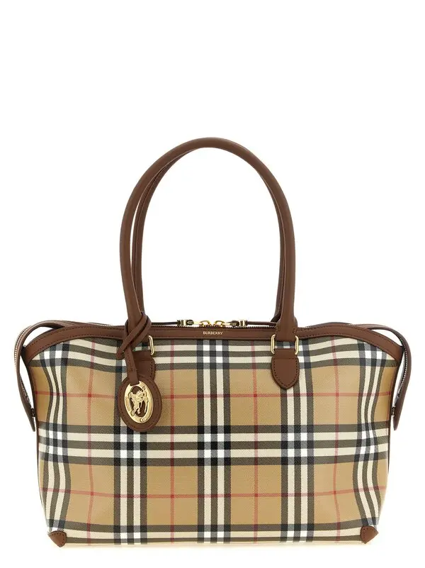 Burberry Check Shopping Bag - Cream