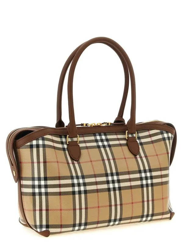 Burberry Check Shopping Bag - Cream