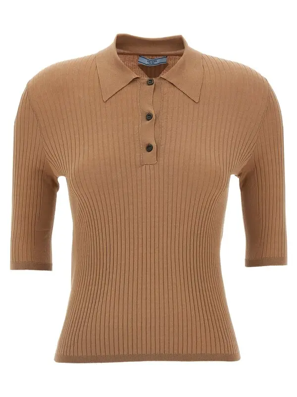 Prada Knitted Polo Shirt - Cream
