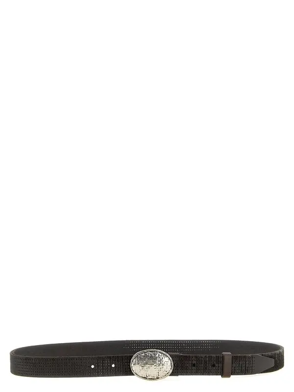 Brunello Cucinelli Textured Leather Belt - Brown