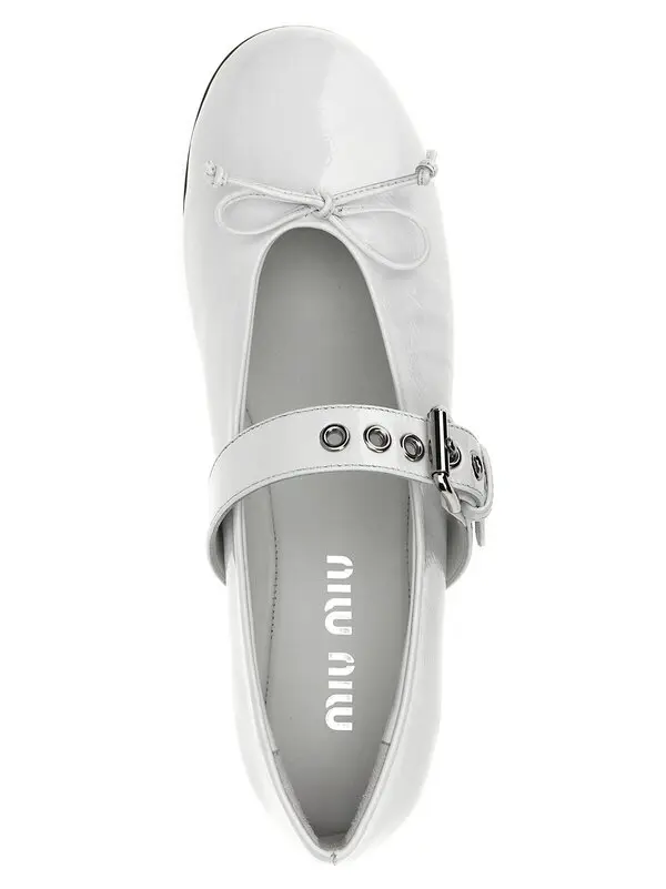 Miu Miu Buckle And Bow Ballet Flats
