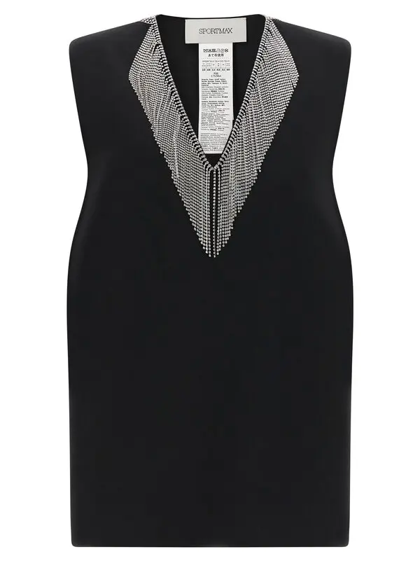 Sportmax Faglia Rhinestone Fringe Technical Cady Top