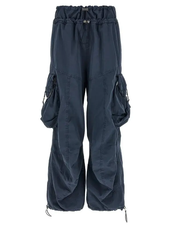 Attico Overdyed Cotton Gabardine Parachute Cargo Pants - Blue