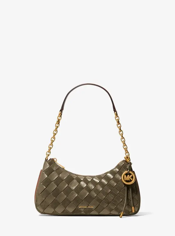 Michael Kors Nolita Hand-woven Leather Chain Pochette - Green