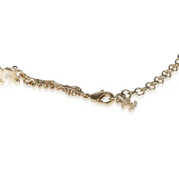 Chanel Gold Plated Faux Pearl Studded Chain Necklace
