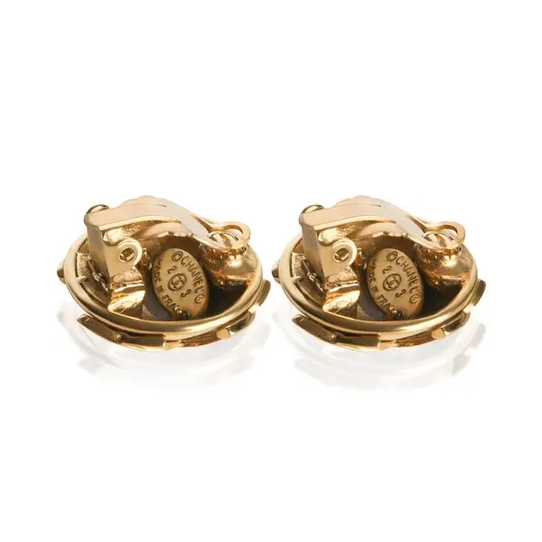 Chanel Gold-plated Vintage Strass Button Earrings