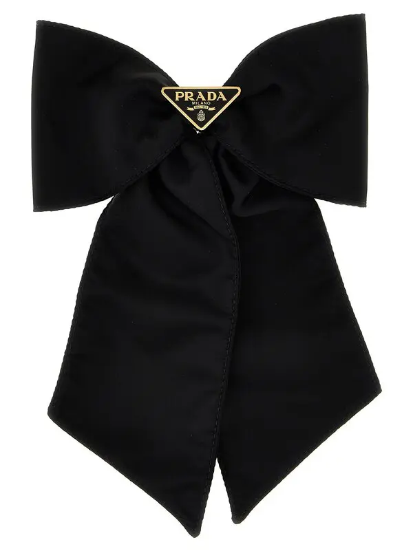 Prada Re-nylon Bow Hair Clip - Black